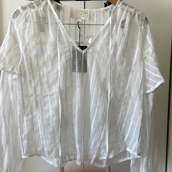 J.O.A. | Tops | Nwt Joa Flowy Sheer Long Sleeve Top | Poshmark